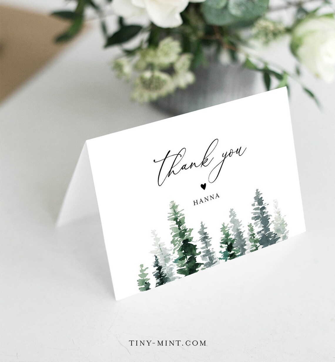 Pine Tree Thank You Card Template Printable Rustic Pine | Etsy