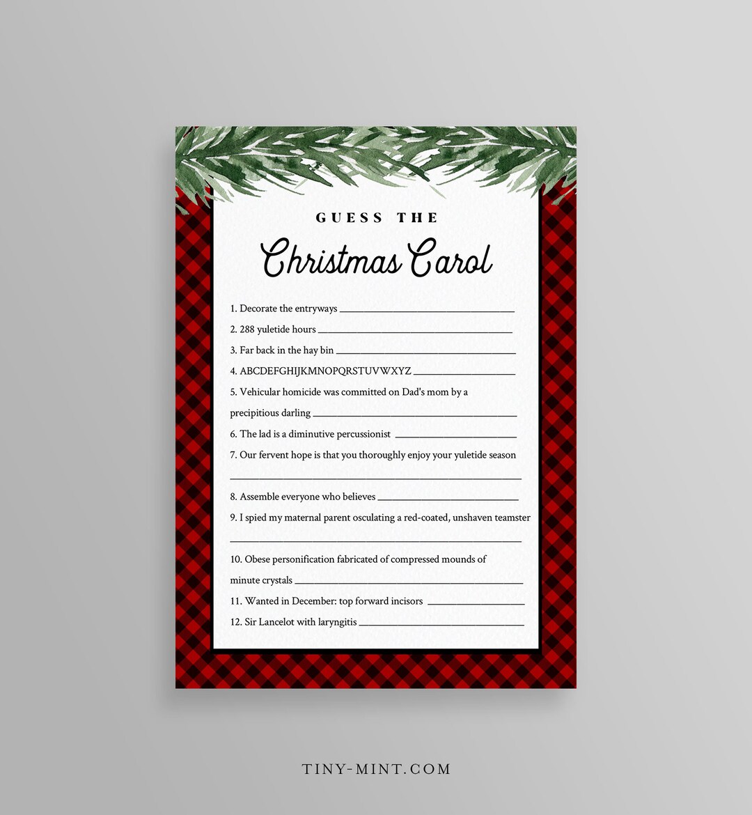 Christmas Carol Game, Guess the Christmas Song, Fun Family Game ...
