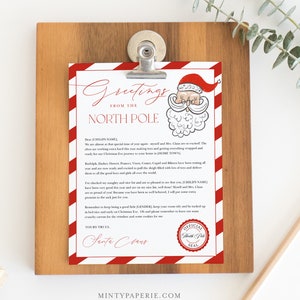 Santa Claus Letter Template, Letter From the North Pole, Christmas Note ...