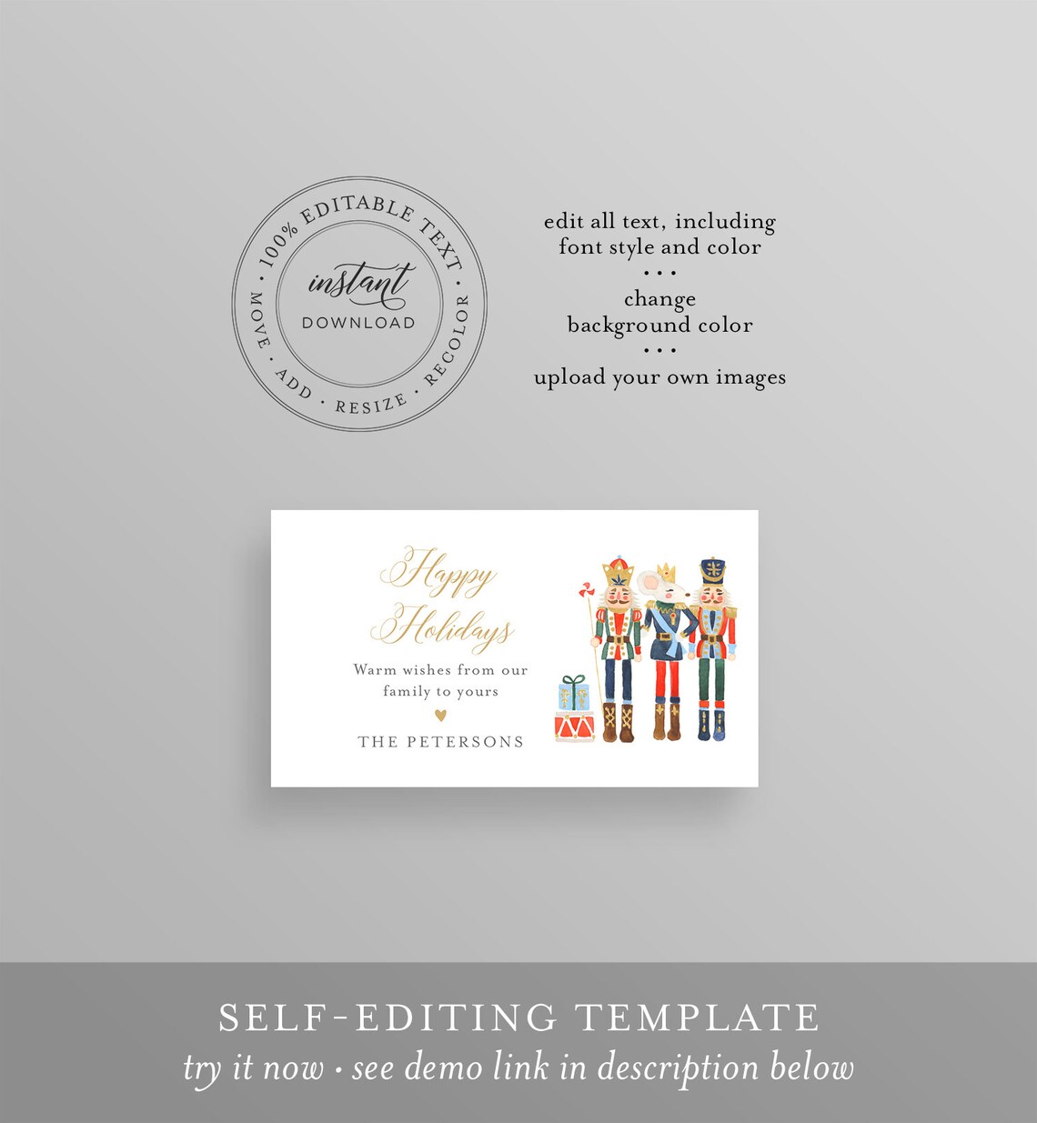 Nutcracker Christmas Tag Template Printable Holiday Favor - Etsy