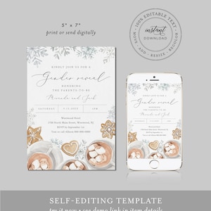 Snowflake Gender Reveal Invitation, Winter Baby Gender Reveal Party ...