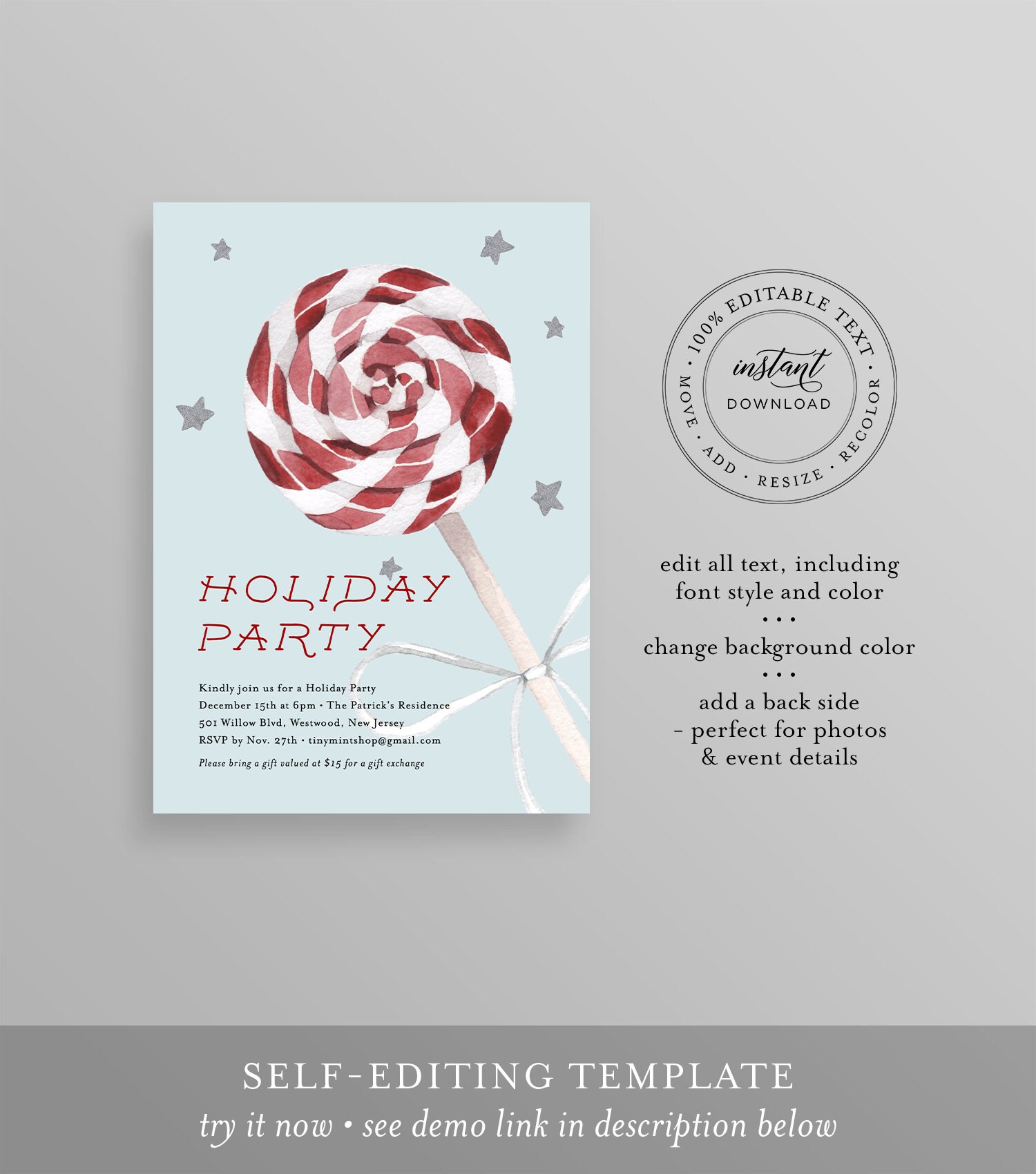 Editable Holiday Party Invitation Template Printable - Etsy