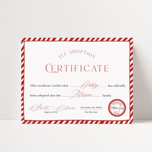 Elf Adoption Certificate, Elf Introduction, 100% Editable Template ...