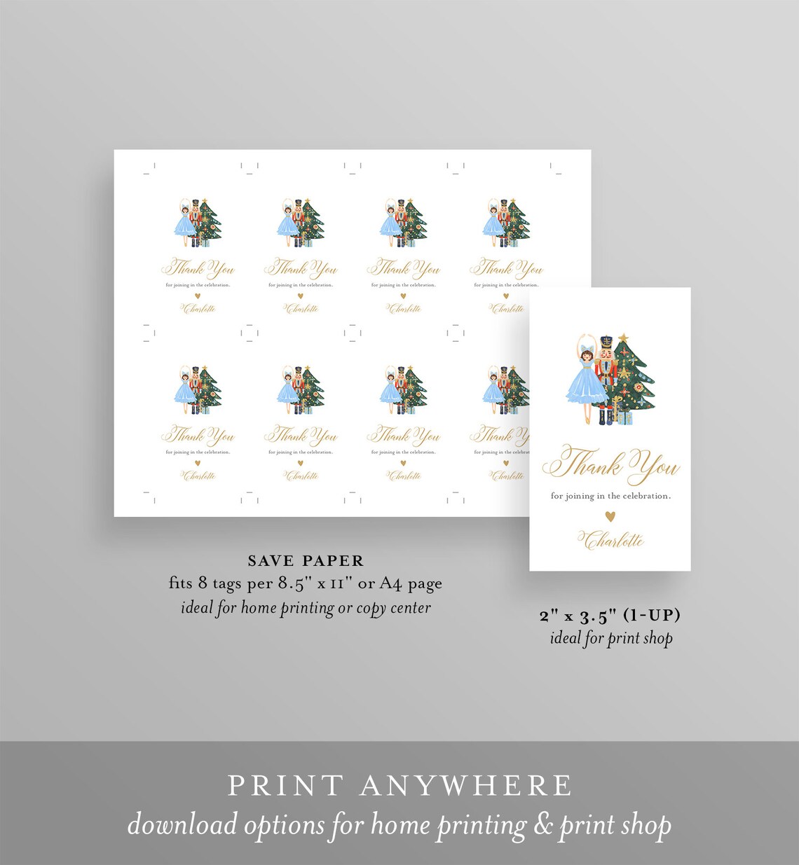 Nutcracker Christmas Tag Template Printable Holiday Favor - Etsy