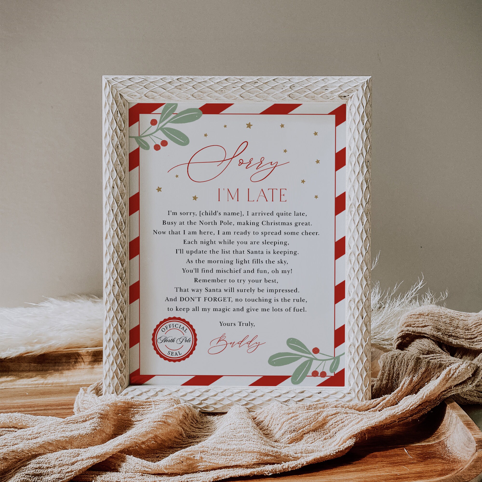 Elf Late Arrival Letter, Hello Note From Elf, Elf Greetings, Sorry I'm ...