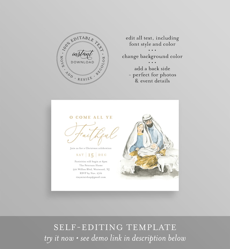 Religious Christmas Invitation Church Party Baby Jesus Come - Etsy