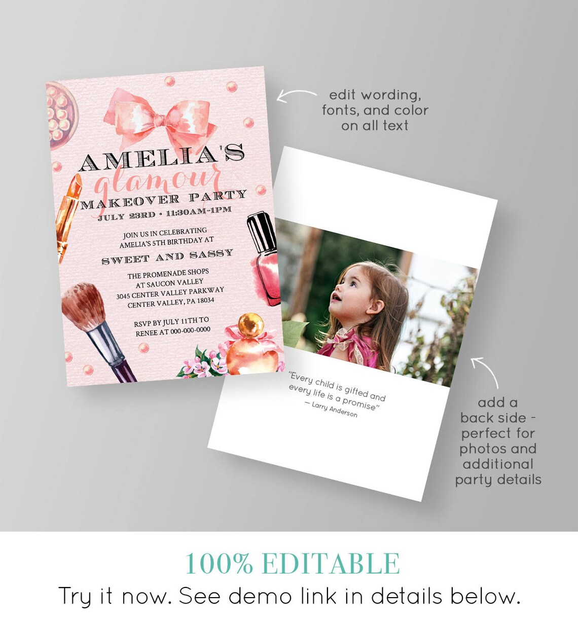 Makeover Party Invitation Template Printable Girls Birthday - Etsy