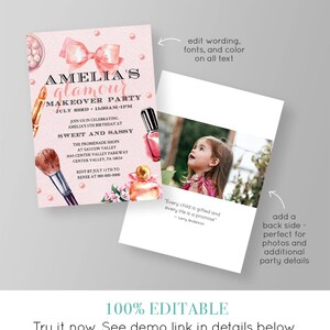 Makeover Party Invitation Template, Printable Girls Birthday Party ...