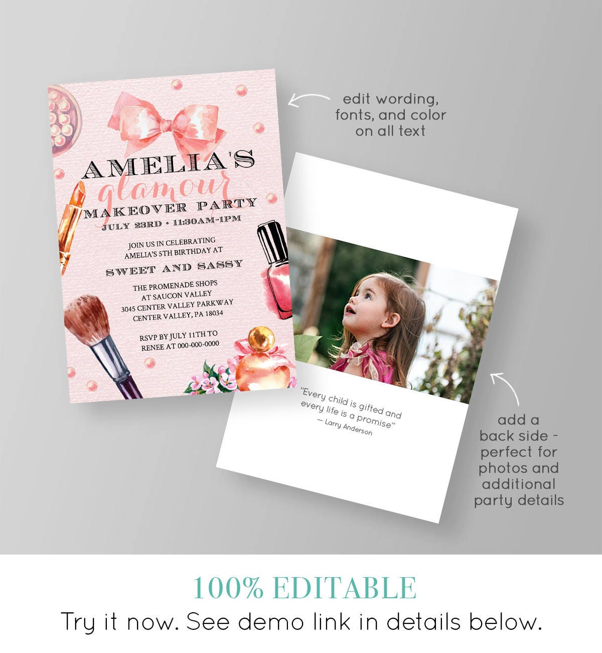 Makeover Party Invitation Template Printable Girls Birthday | Etsy