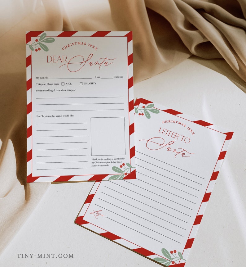 Letter to Santa Claus Template Christmas Wish List Dear - Etsy