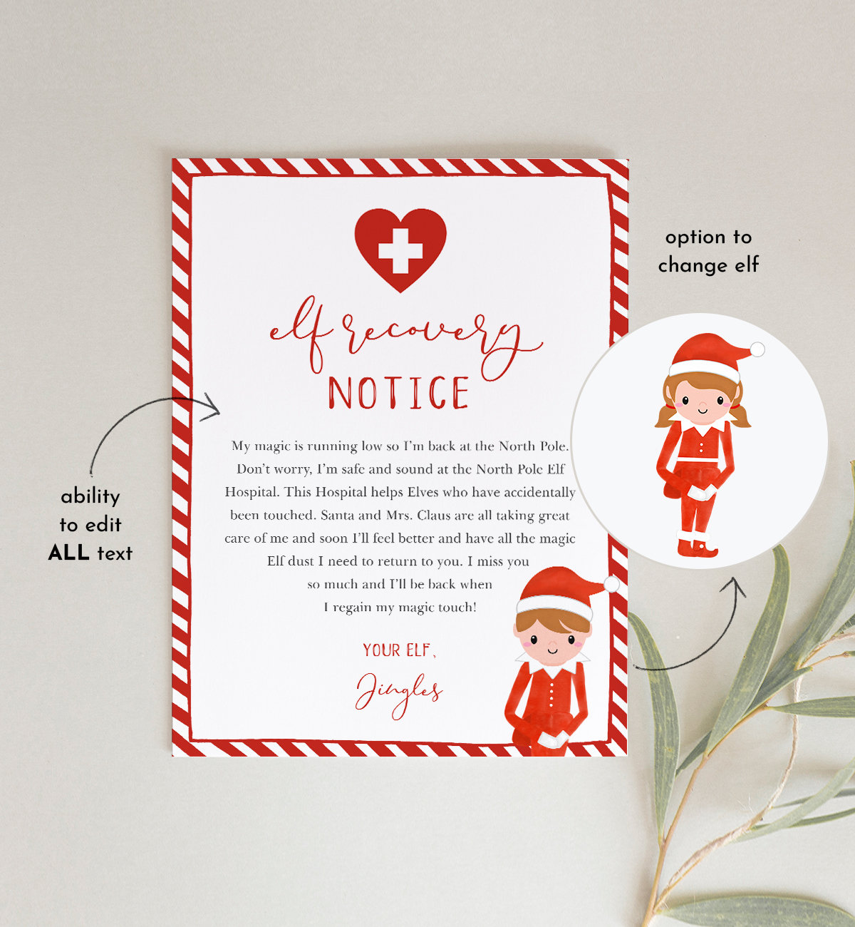 Elf Recovery Letter Elf Hospital Elf Sick Notice Lost - Etsy