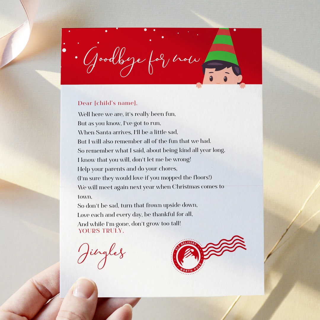 Goodbye Letter From Elf, Elf Departure Note, Farewell Elf Note, Poem ...