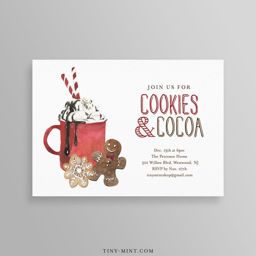 Cookies and Cocoa Holiday Cheer Invitation Hot Cocoa Party - Etsy