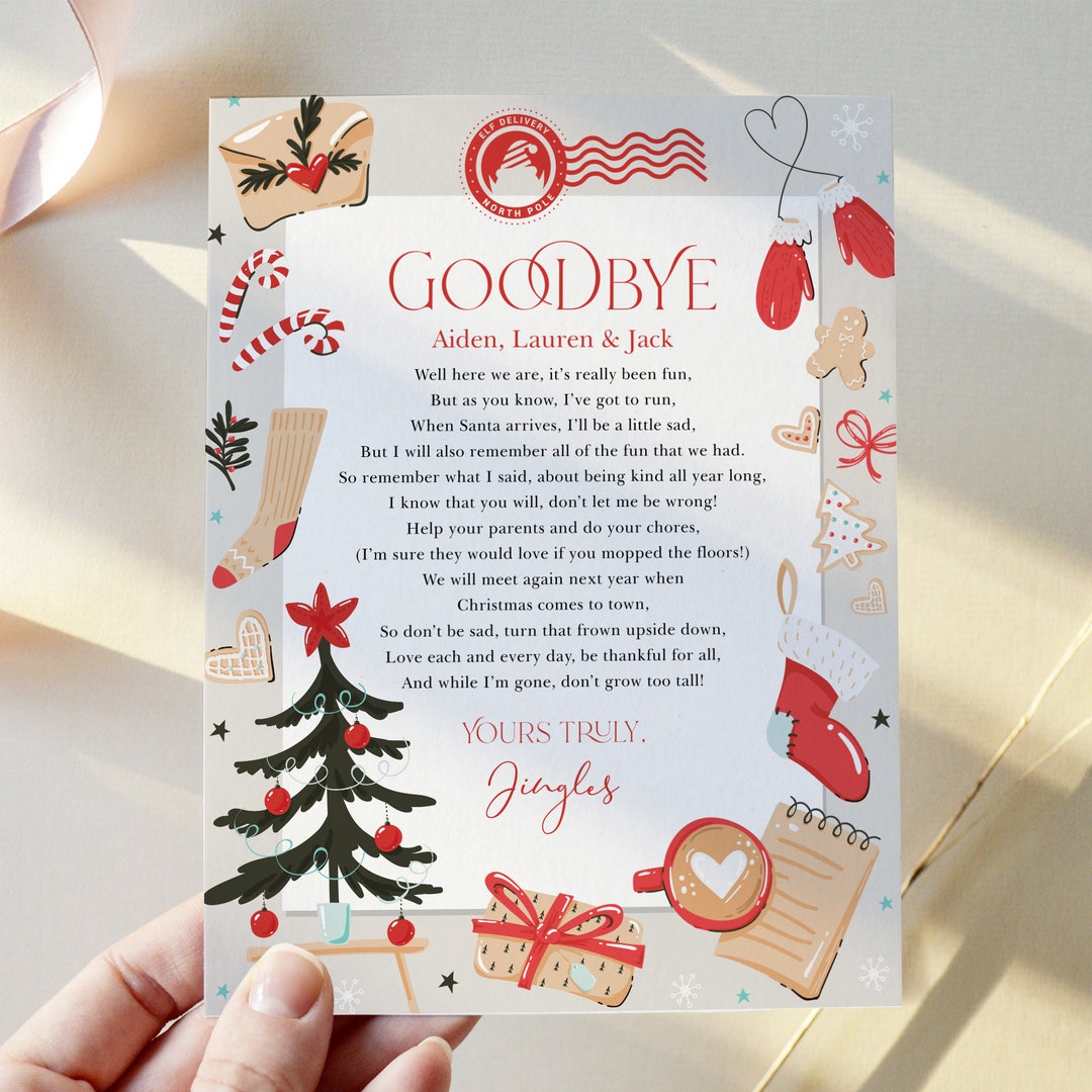 Goodbye Letter From Elf, Elf Departure Note, Farewell Elf Note, Poem ...