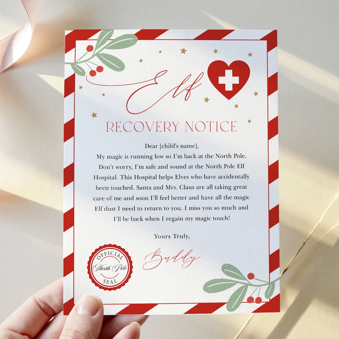 Elf Recovery Letter, Elf Hospital, Elf Sick Notice, Lost Magic ...