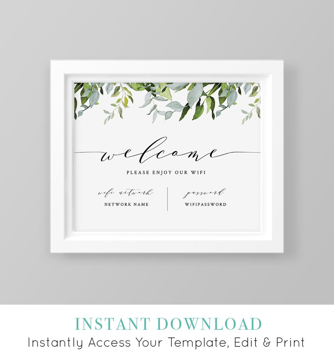 Wifi Sign Template, Printable Wifi Password, Welcome Guest Room ...
