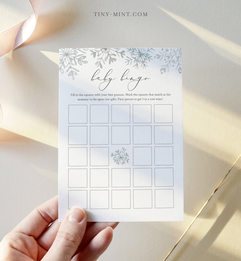 Winter Baby Shower Bingo Game Snowflake Bingo Card Printable | Etsy