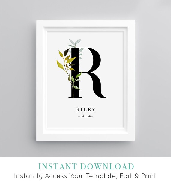 INSTANT DOWNLOAD Personalized Monogram Sign Initial R - Etsy