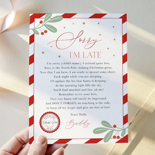 Late Arrival Elf Letter - Etsy