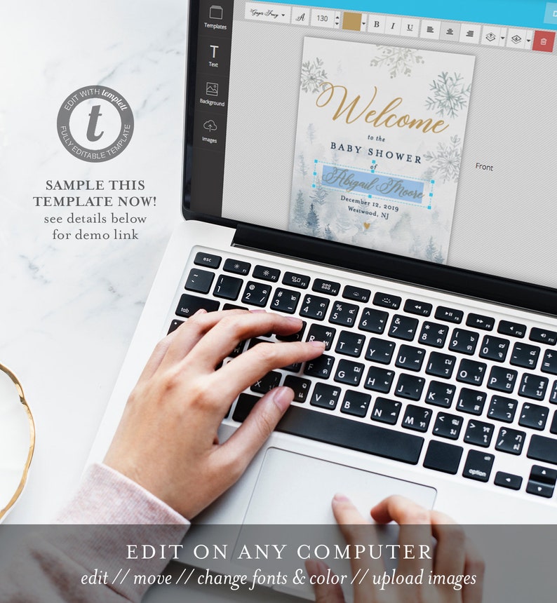 Winter Welcome Sign Template, Snowflake, Pine Tree, 100% Editable Text ...