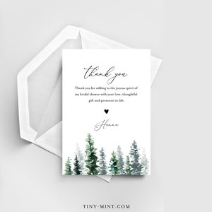 Pine Tree Thank You Card Template, Printable, Rustic Pine, Folded ...