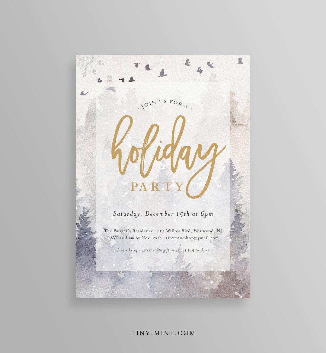 Winter Holiday Party Invitation Template, Printable Christmas Party ...