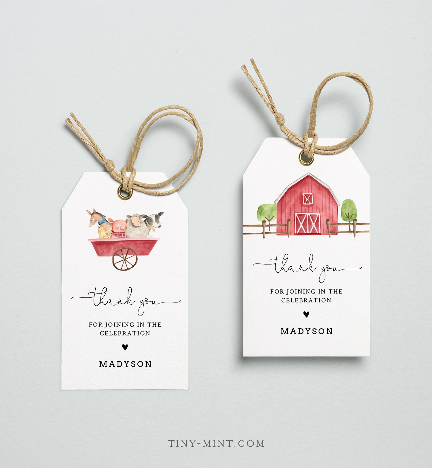 Farm Favor Tag Template Baby Shower Tag Barn Birthday Party - Etsy