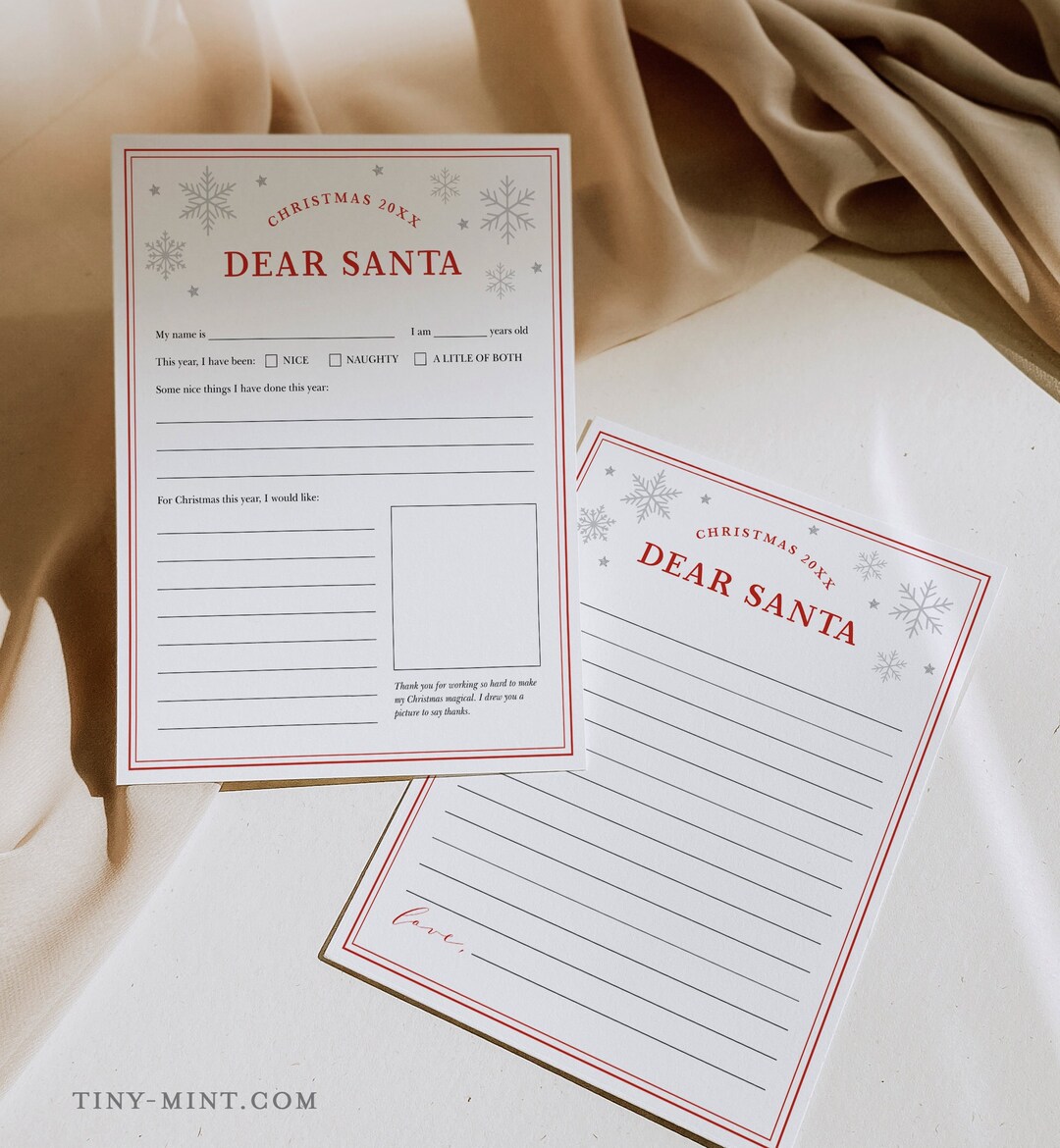Letter to Santa Claus Template, Christmas Wish List, Dear Santa, Santa ...