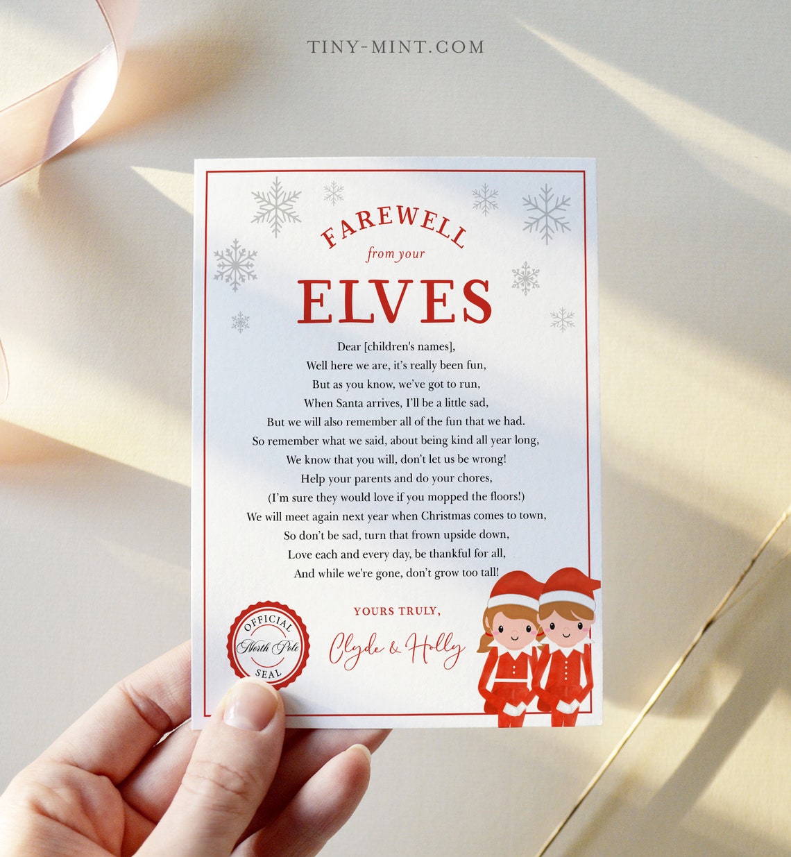 Goodbye Letter From Elves Farewell Letter 100% Editable - Etsy