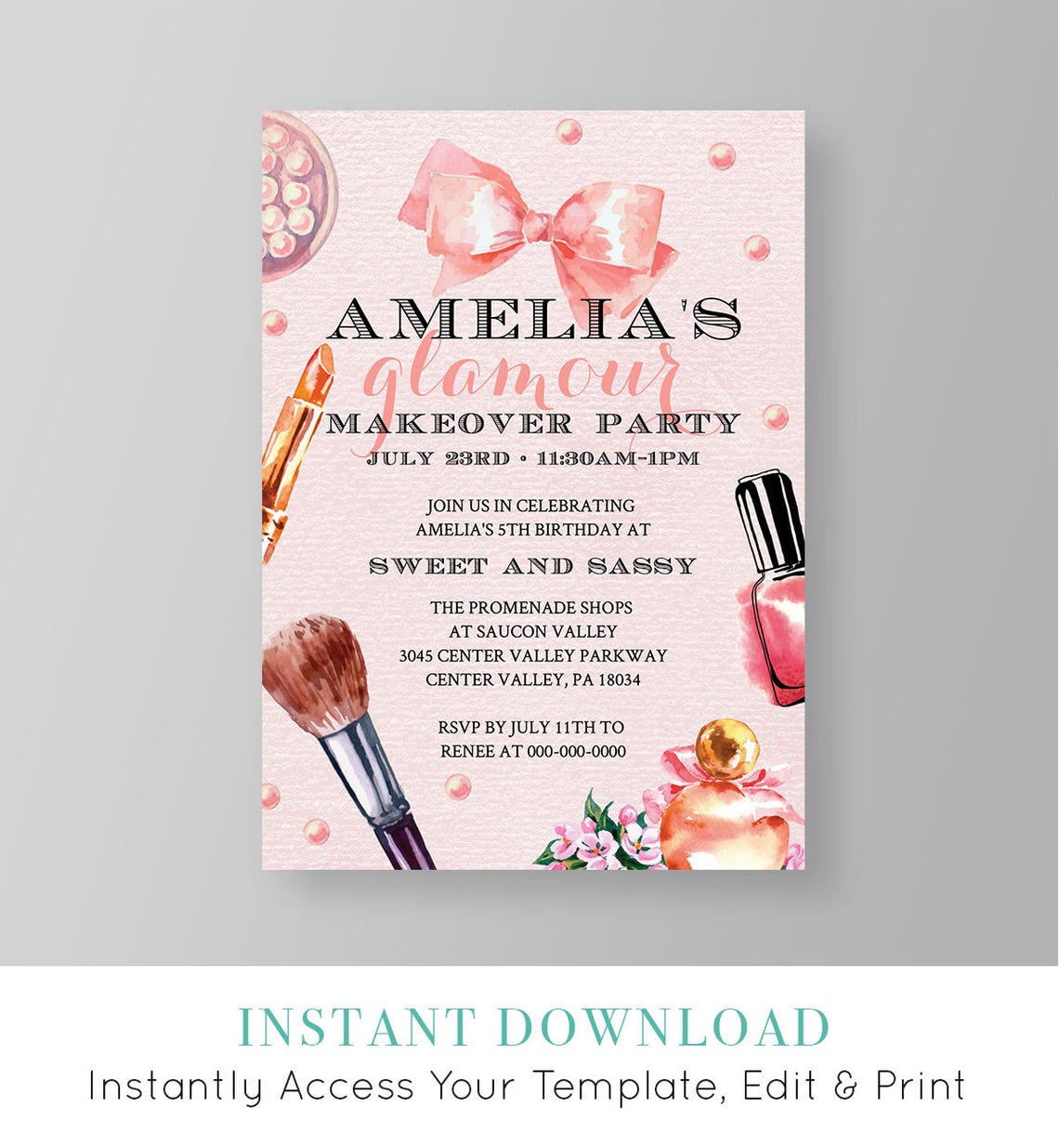 Makeover Party Invitation Template Printable Girls Birthday - Etsy