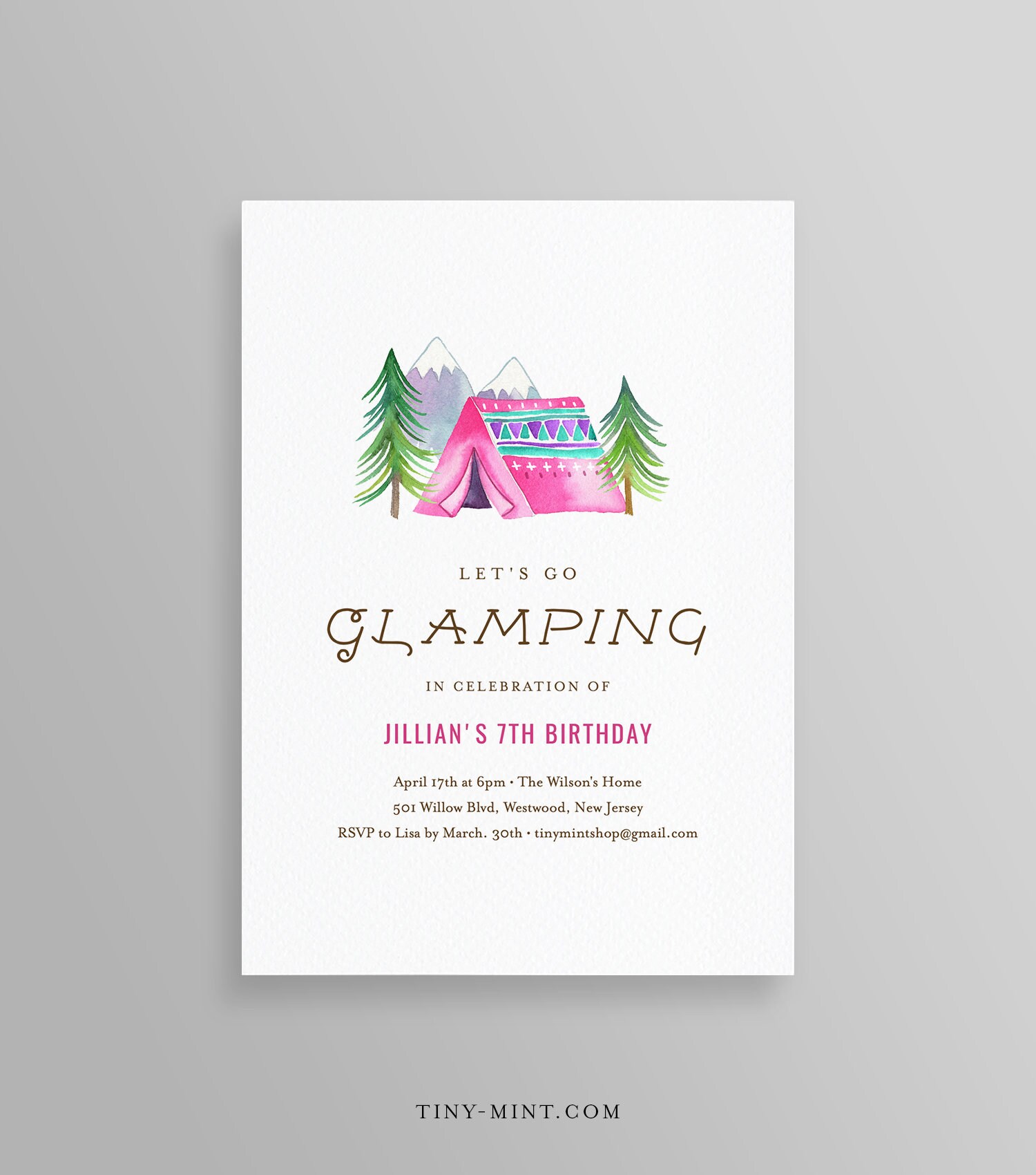 Glamping Birthday Invitation Template Printable Camping Party | Etsy