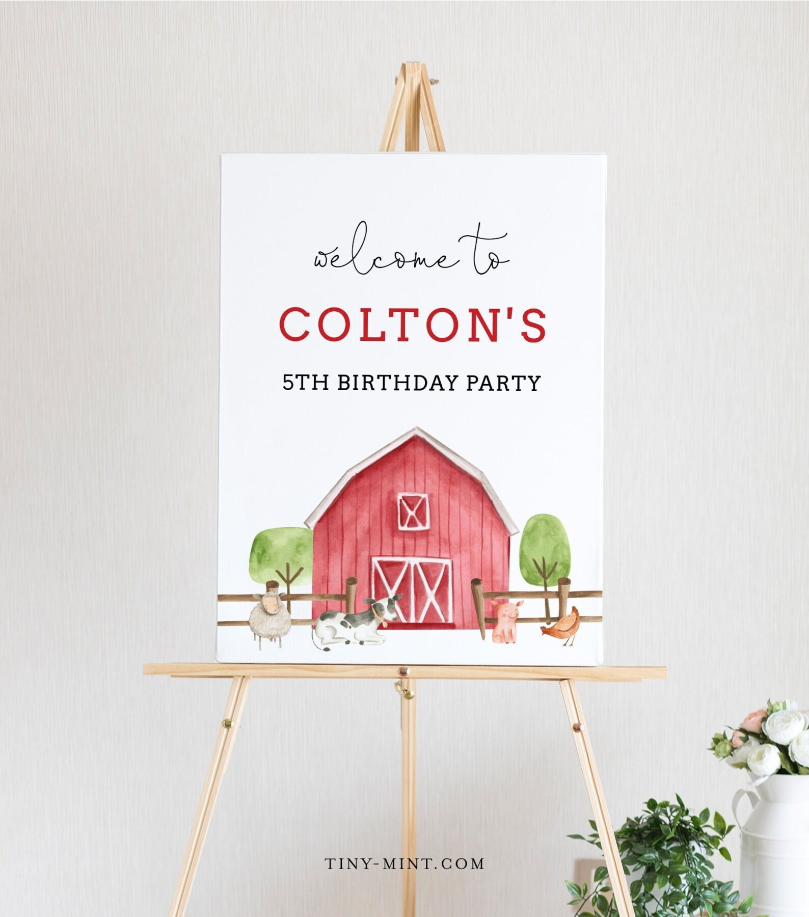 Farm Welcome Sign Template, Farm Animal Birthday, Red Barn, 100% ...