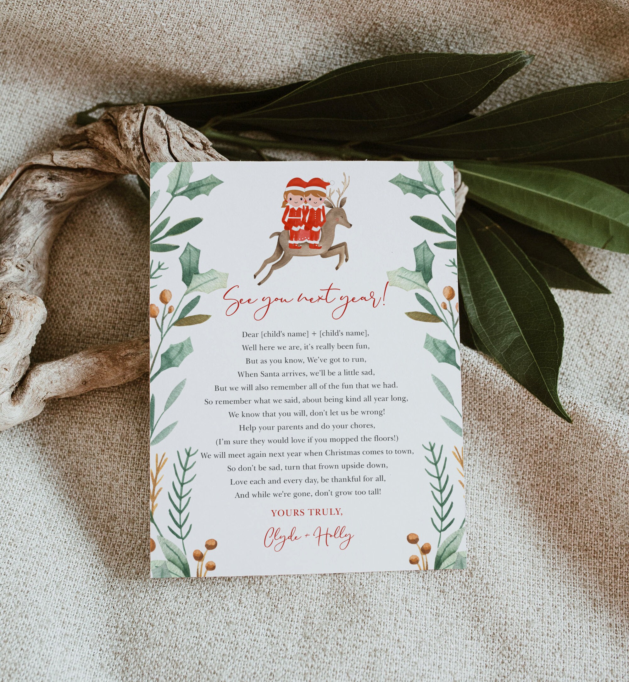 Elf Letter Set Hello and Goodbye Letters From Elves Editable - Etsy