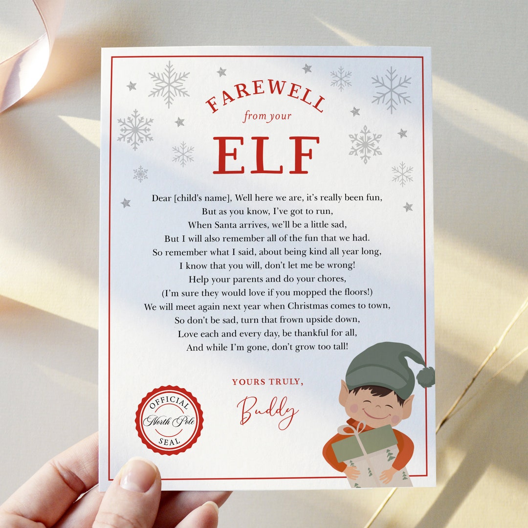 Carta de despedida de Elf Nota de salida de Elf Despedida - Etsy México