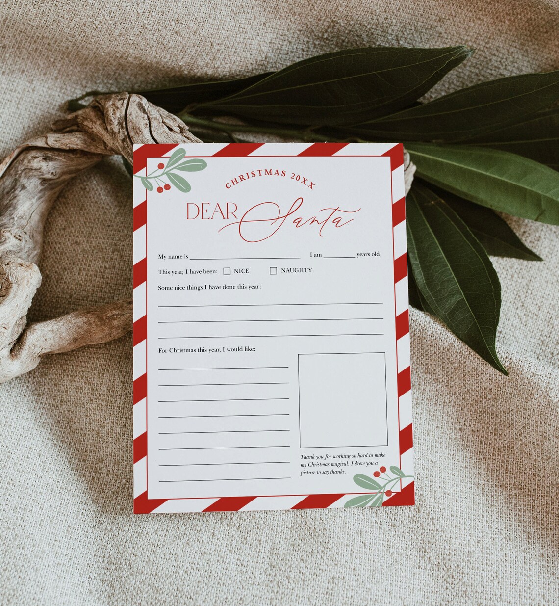 Letter to Santa Claus Template, Christmas Wish List, Dear Santa, Santa ...
