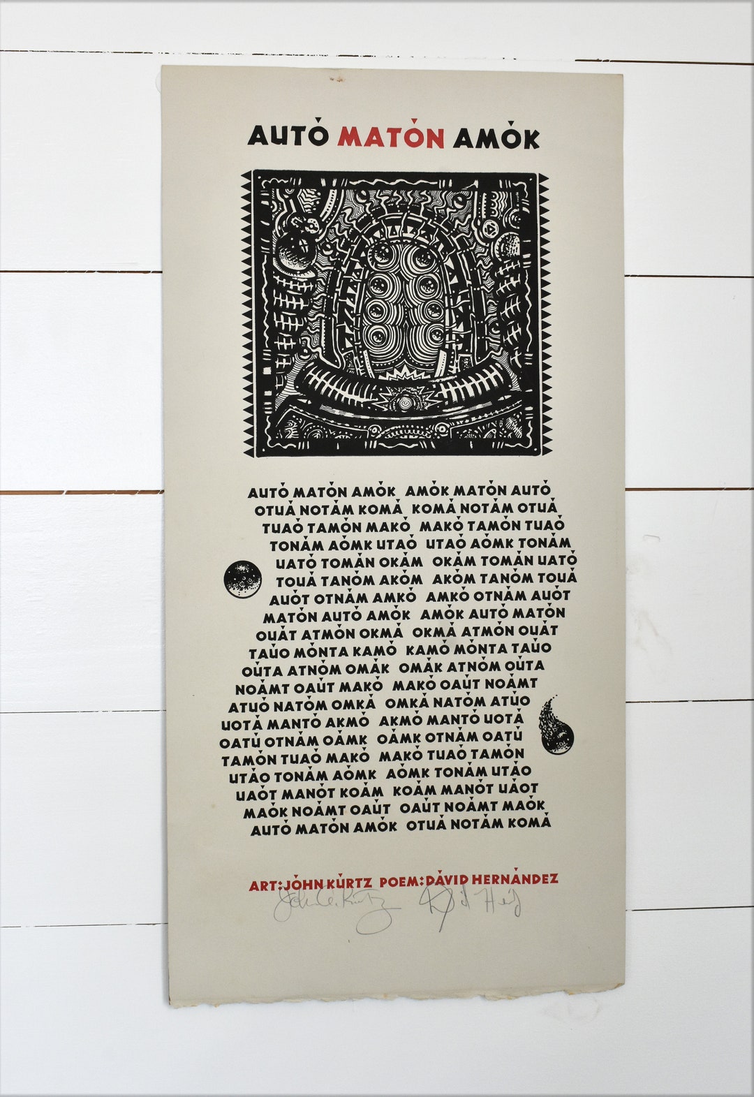 Vintage Signed David Hernandez and John Kurtz Letterpress Print Poem ...