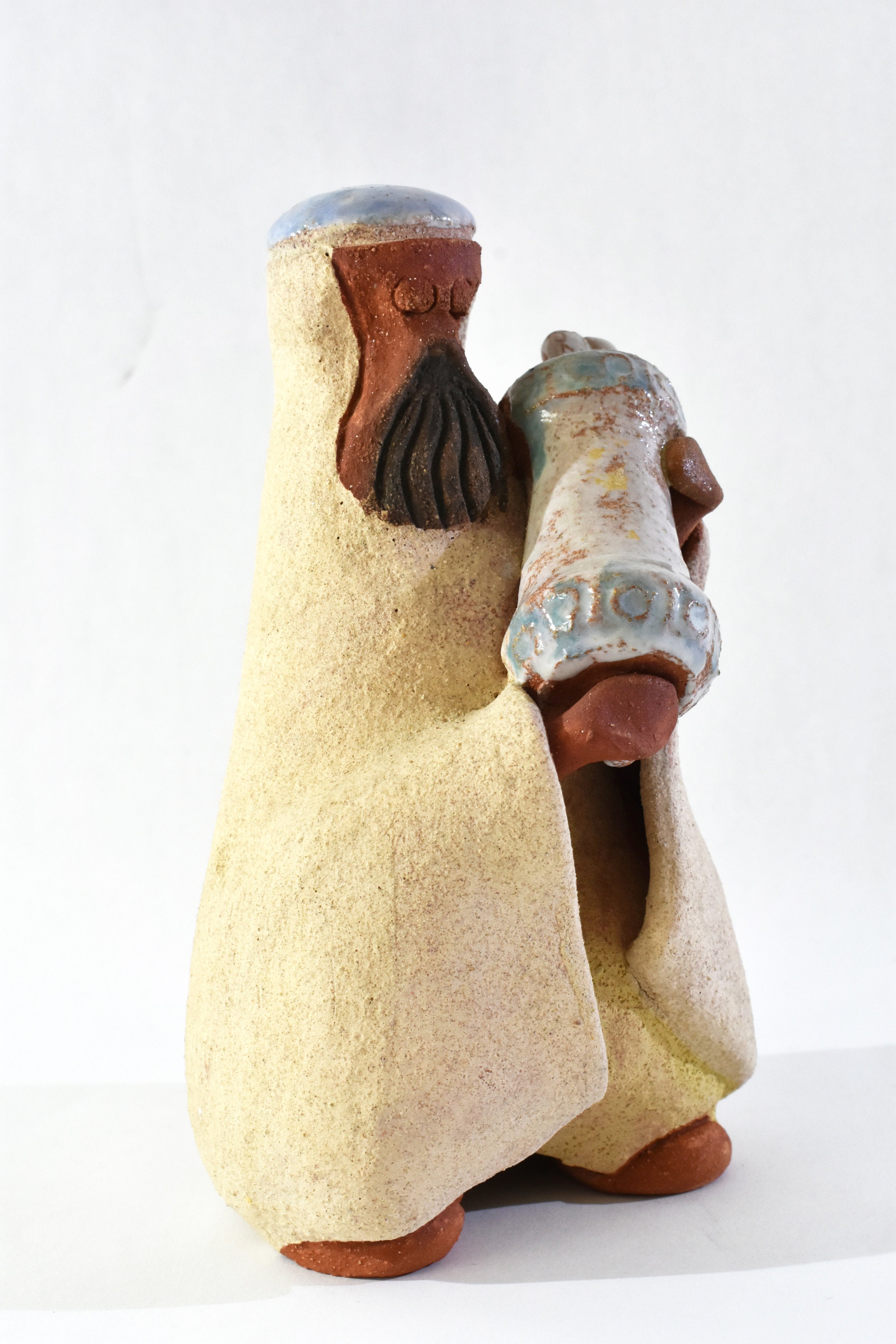 Vintage Signed Modernist David Kalderon Art Pottery Rabbi Figurine ...