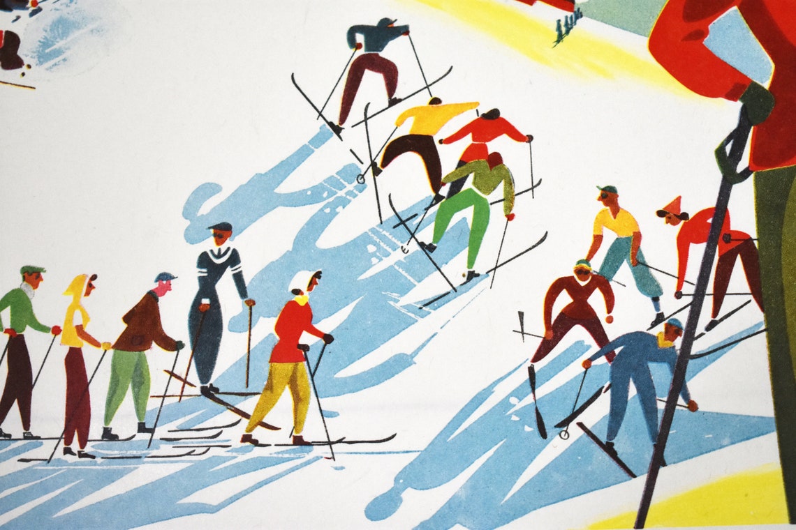 Original 1948 Hans Thoeni Swiss Tourism Lithograph Poster Ski - Etsy