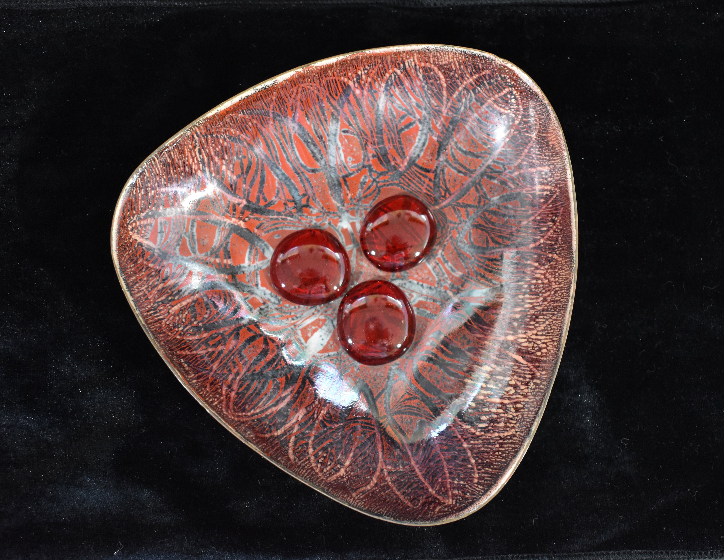 Vintage Mid Century Modern Signed Triangular Enamel Copper | Etsy