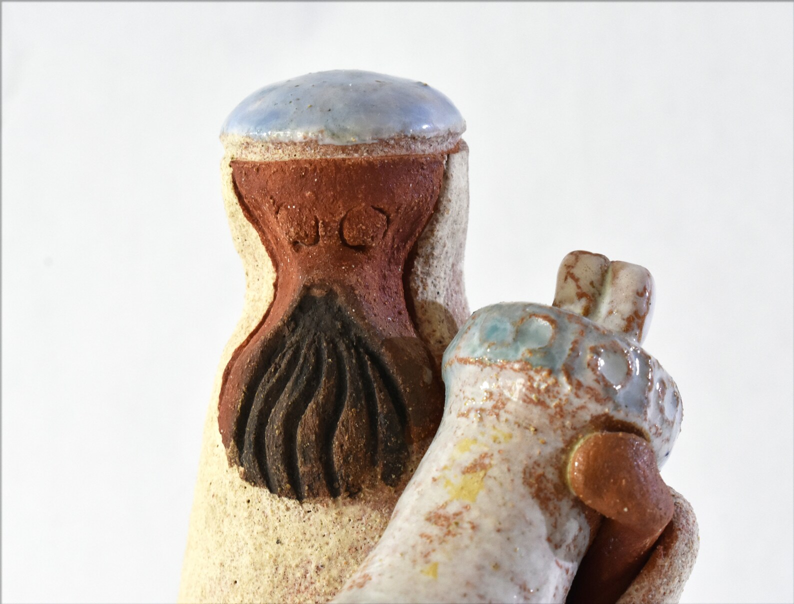 Vintage Signed Modernist David Kalderon Art Pottery Rabbi Figurine ...