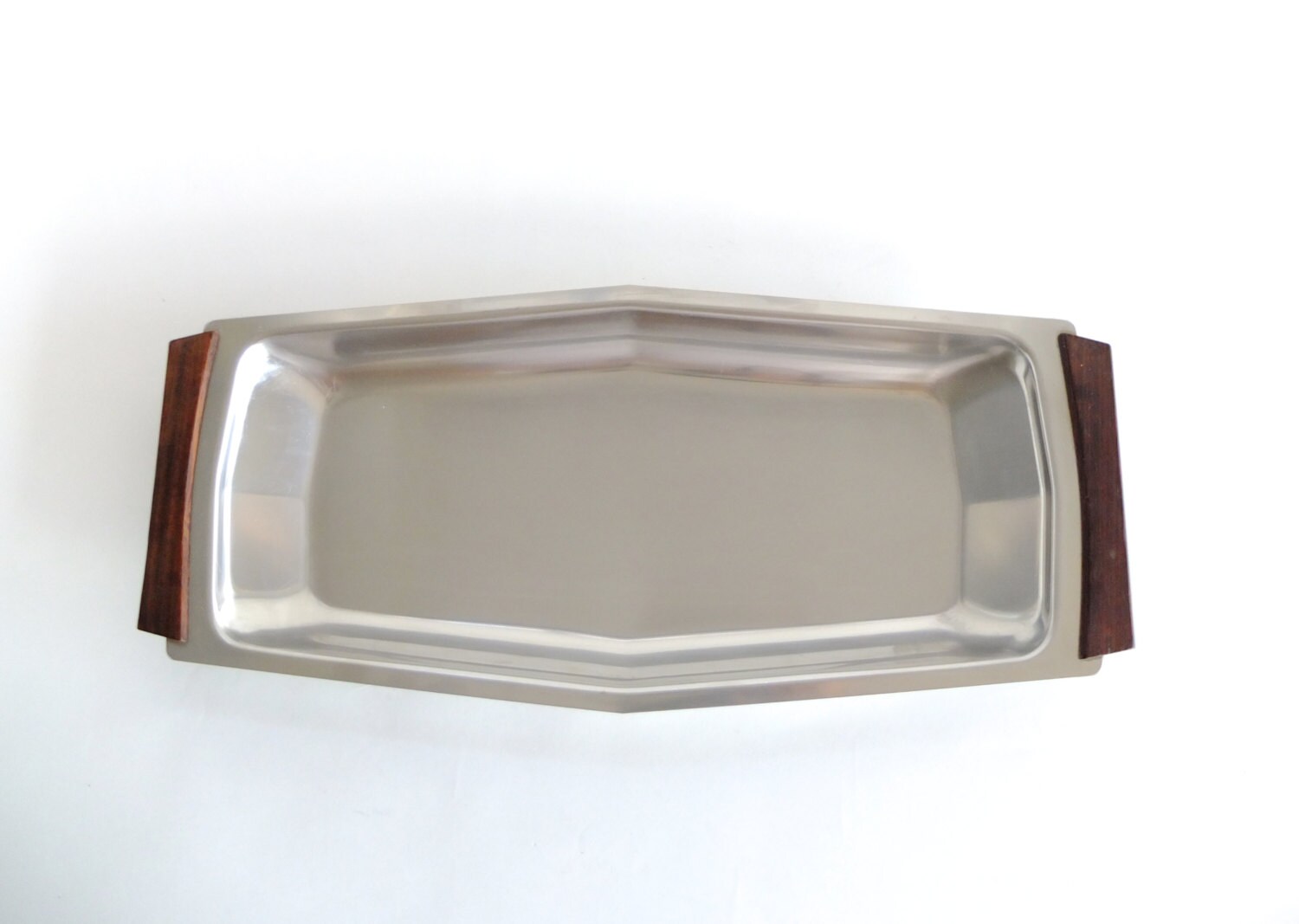 Danish Modern Stainless Steel Tray With Rosewood Handles FREE | Etsy