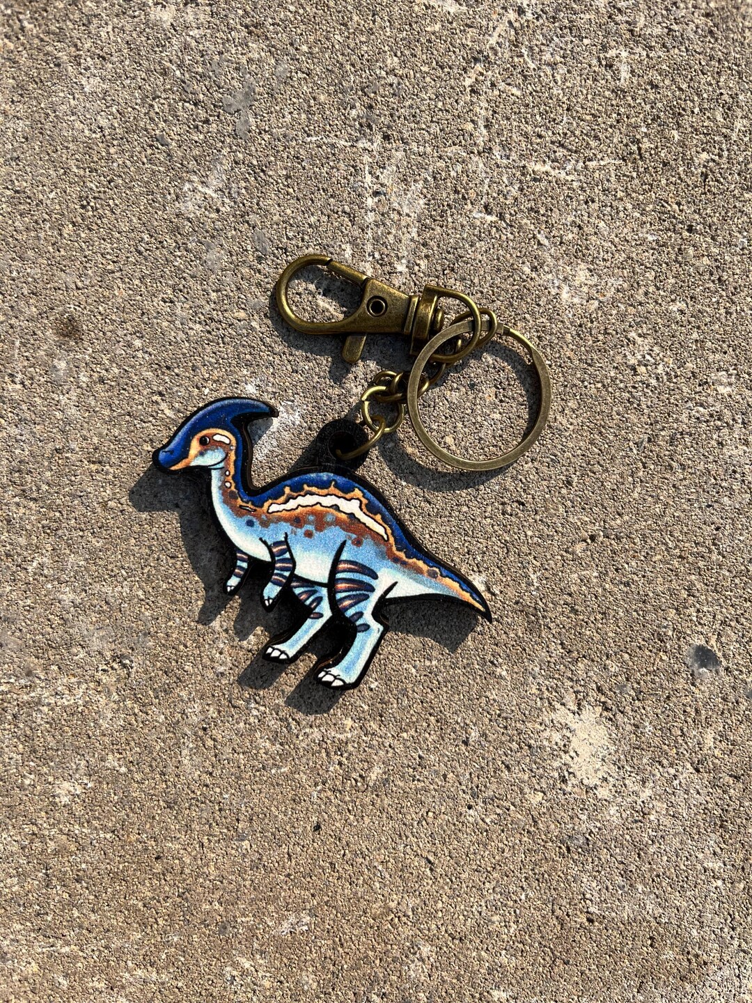Wood Parasaurolophus Dinosaur Keychain: Gift for Dino Lovers, Vet Techs ...