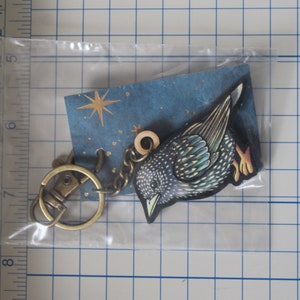 Wood Starling Bird Keychain: Gift for Animal Lovers, Bird Watchers, Vet ...