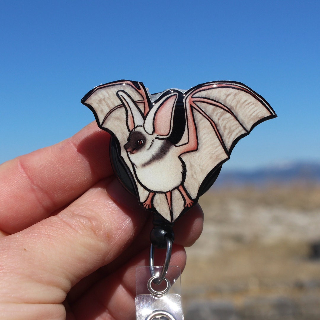 Spotted Bat Badge Reel ID Holder: Retractable Gift for Bat Lovers ...