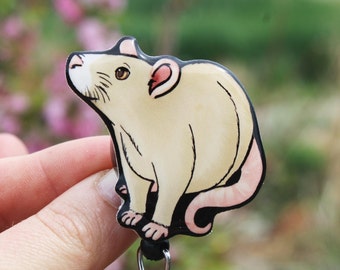Hairless Dumbo Rat Badge Reel ID Holder: Gift for Nurses, CNA , Vet ...