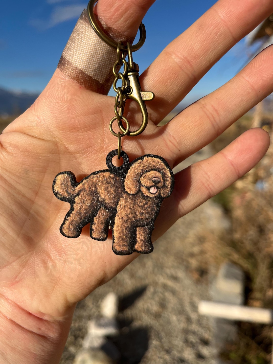 Wood Labradoodle Keychain: Gift for Doodle Dog Lovers, Vet Techs ...