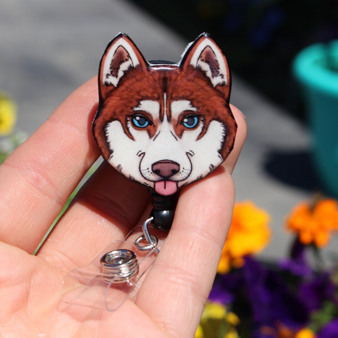 Red Husky Badge Reel Id Holder Gift Husky Lovers for Nurse's ...