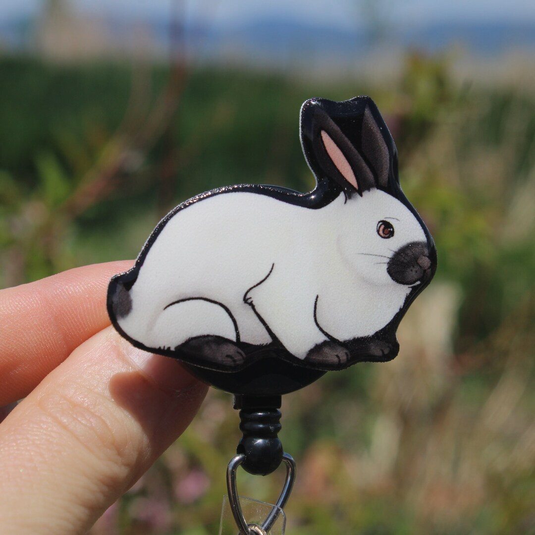 Bunny Rabbit Badge Reel Id Holder: Retractable Gift for Nurses, Vet ...