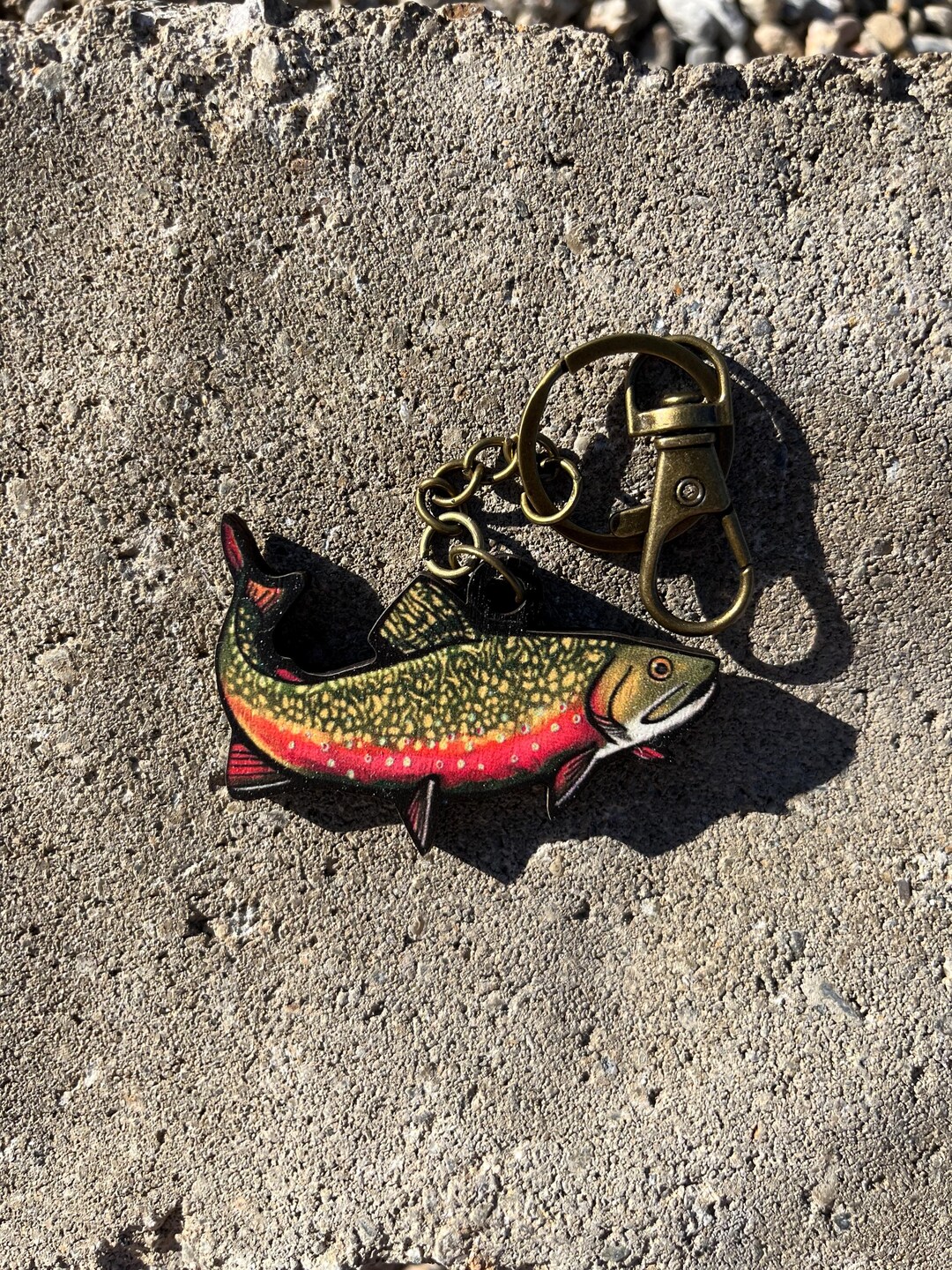 Wood Brooke Trout Keychain: Gift for Game Fisher Lovers, Vet Techs ...