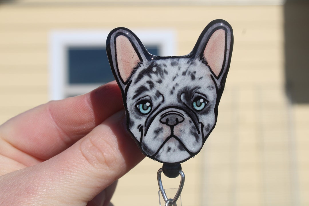 French Bulldog Badge Reel ID Holder: Gift for Merle Bulldog Lovers ...